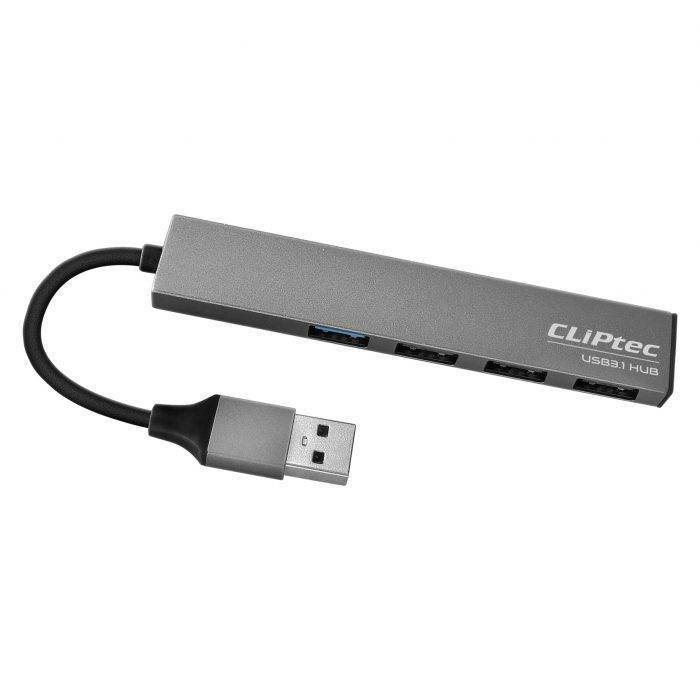 Cliptec USB 3.1 Hub 4 Θυρών με σύνδεση USB-A Γκρι (RZH363) | Skroutz.gr