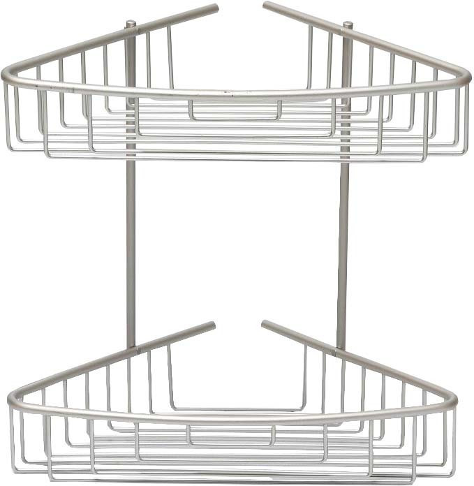 Primanova 458.N3130 Γωνιακή Επιτοίχια Ραφιέρα Μπάνιου Μεταλλική με 2 Ράφια 35.5x21x35cm Ασημί ...