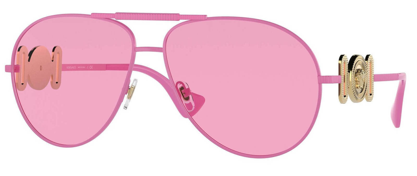 Versace Γυναικεία Γυαλιά Ηλίου με Ροζ Μεταλλικό Σκελετό και Ροζ ...