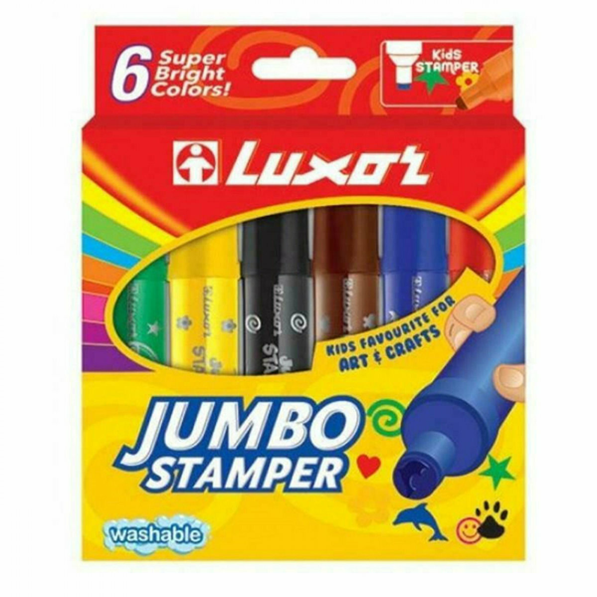Luxor Jumbo Stamper Πλενόμενοι Μαρκαδόροι Ζωγραφικής Χονδροί σε 6 ...