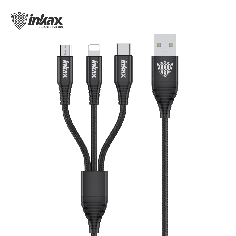 Inkax Braided USB to Lightning / Type-C / micro USB Cable Μαύρο 1.2m | Skroutz.gr