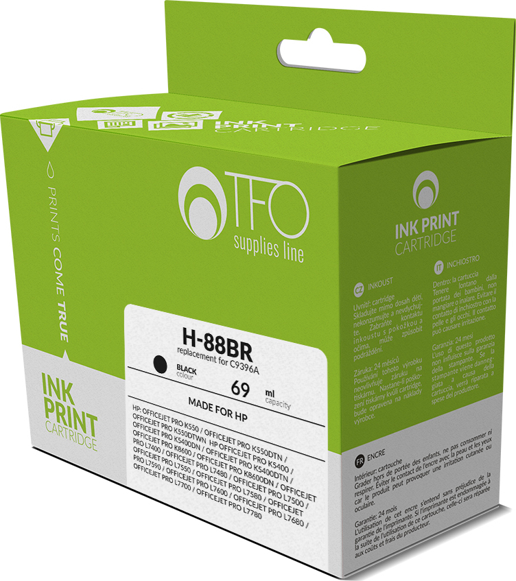 TFO H-88BR Συμβατό Μελάνι Εκτυπωτή InkJet HP 88XL C9396A 69ml Μαύρο ...