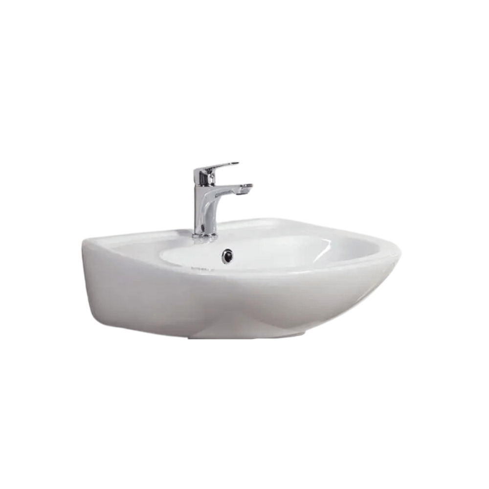 Tema Form 50 Επιτοίχιος Νιπτήρας με Κολόνα Πορσελάνης 50x40cm Λευκός ...