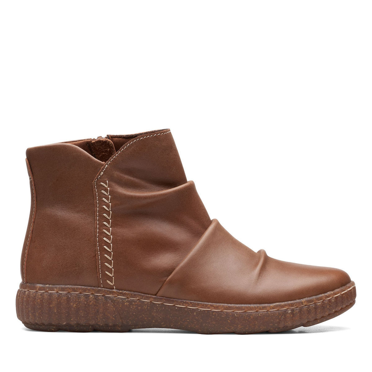 Clarks Caroline Rae Δερμάτινα Γυναικεία Μποτάκια Dark Tan 26168452 ...