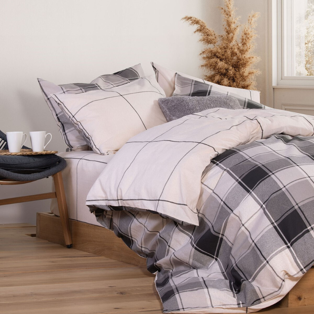 Nef-Nef Homeware Σετ Σεντόνια King Size με Λάστιχο 180x200x35εκ. Julius Black / Ecru | Skroutz.gr