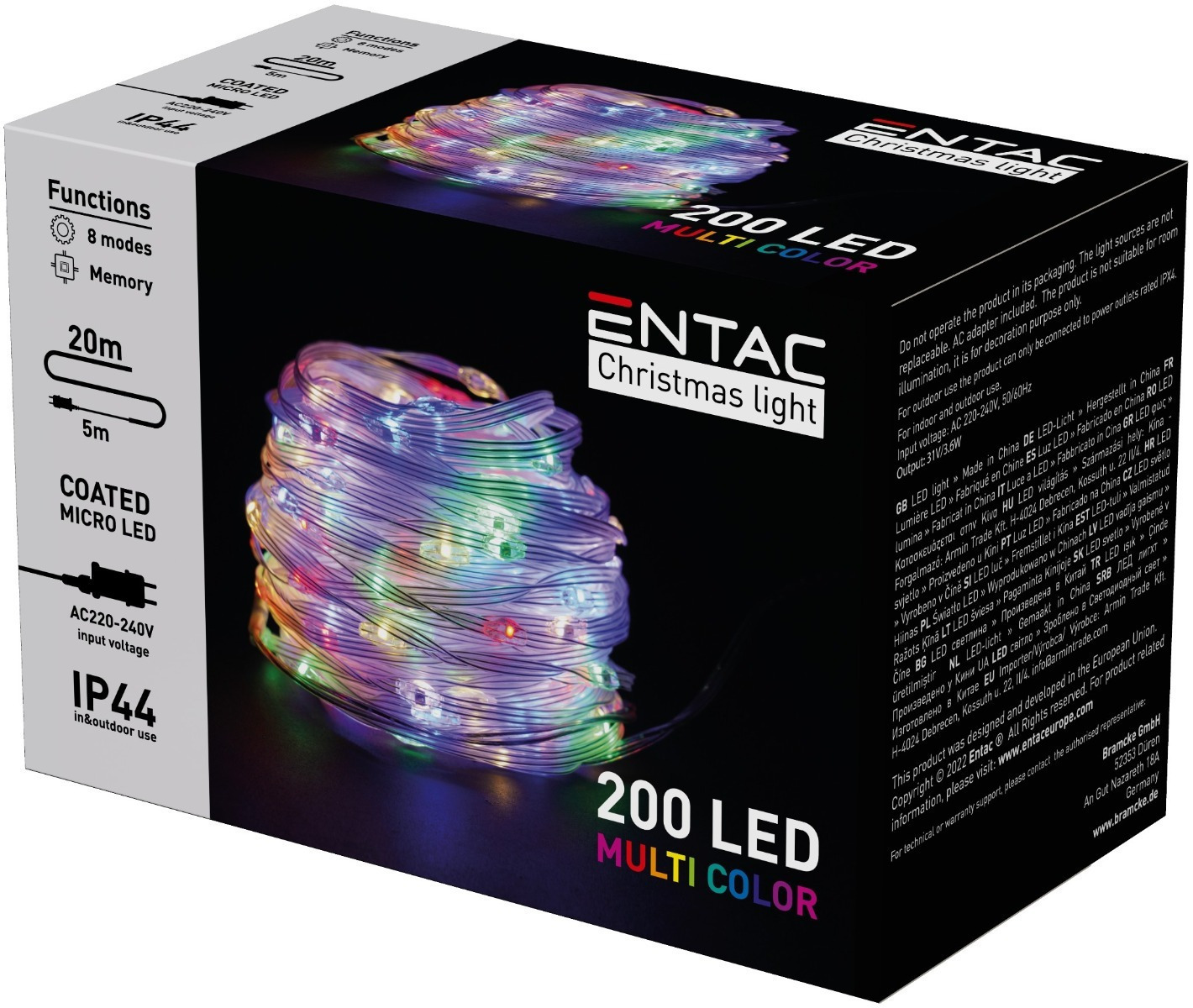 200 Λαμπάκια LED 20μ. Πολύχρωμα σε Σειρά ECML-200-MC Entac | Skroutz.gr