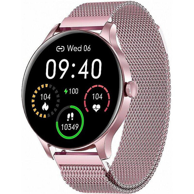 Garett Classy Stainless Steel Αδιάβροχο Smartwatch με Παλμογράφο (Ροζ ...