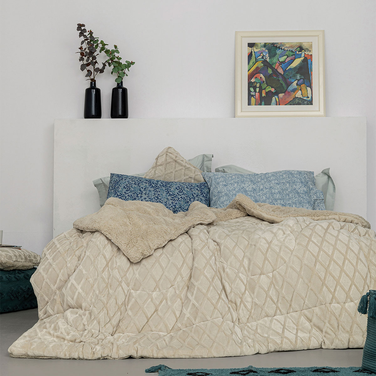 Palamaiki Κουβερτοπάπλωμα Υπέρδιπλο 240x260εκ. Nadine Cream | Skroutz.gr