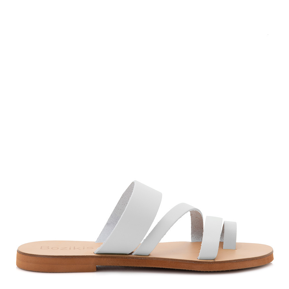 Bozikis K22-103-B199 ΦΛAT-ΛΕΥΚΟ ΦΛAT Δερμάτινα Γυναικεία Σανδάλια σε Λευκό Χρώμα | Skroutz.gr