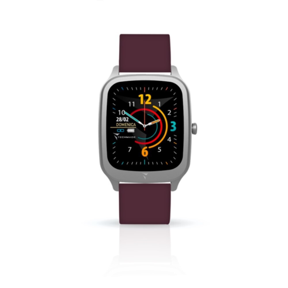 Techmade Vision Smartwatch με Παλμογράφο (Silver Dark Red) | Skroutz.gr