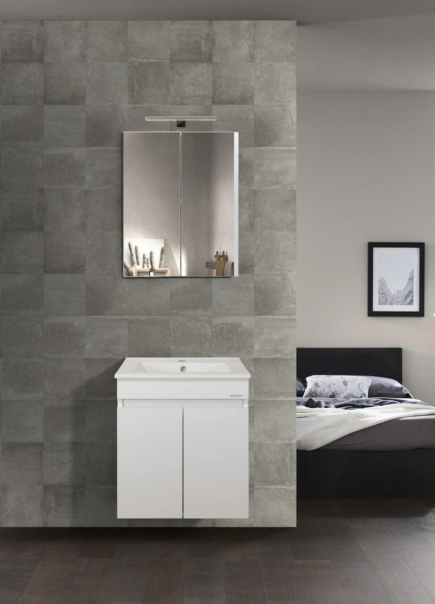 Martin Omega 75 9SOM075WH0W Πάγκος με Νιπτήρα & Καθρέπτη Μελαμίνη ...