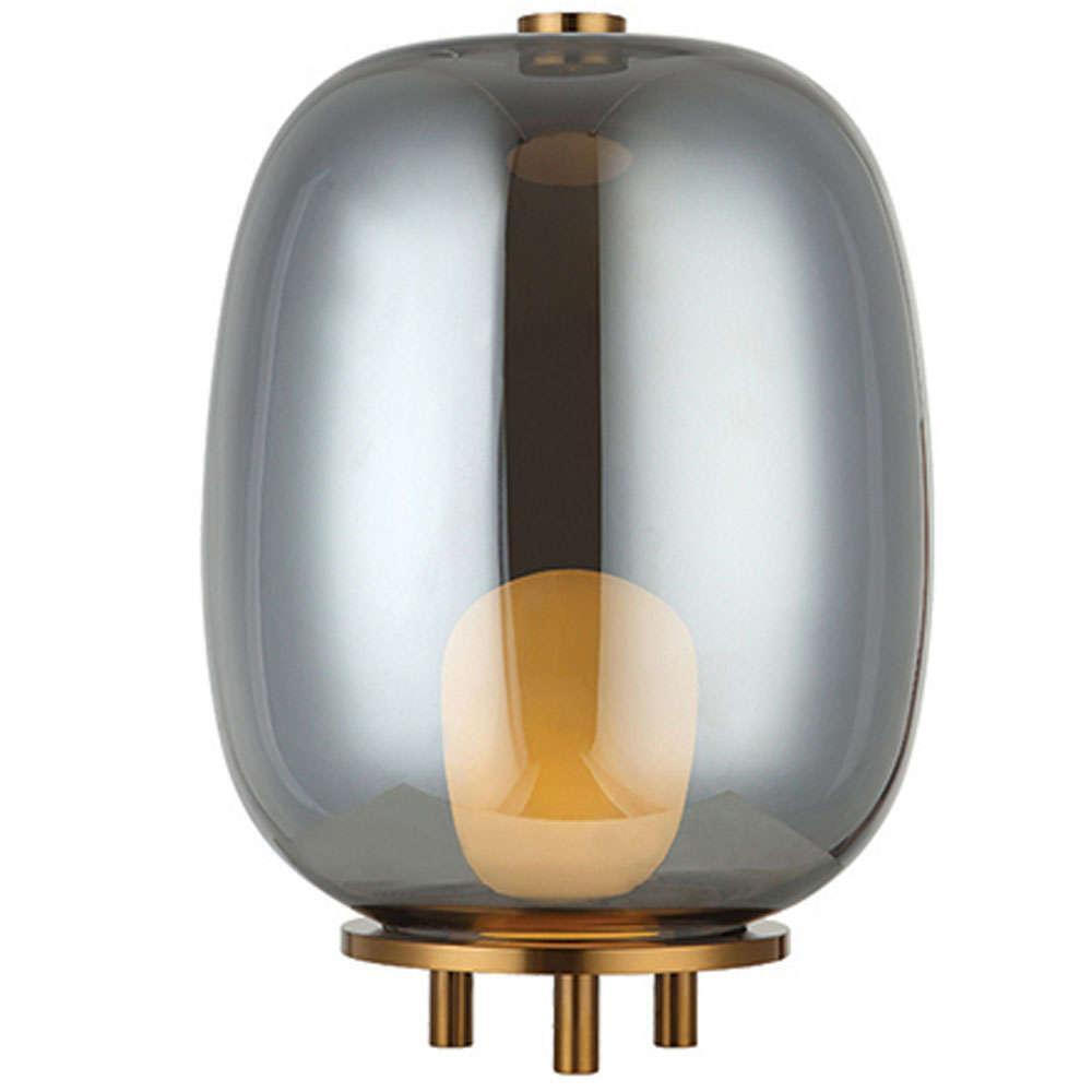 Zambelis Lights Μέταλλο Γυαλί Smoke Gold Επιτραπέζιο Διακοσμητικό Φωτιστικό με Ντουί για ...