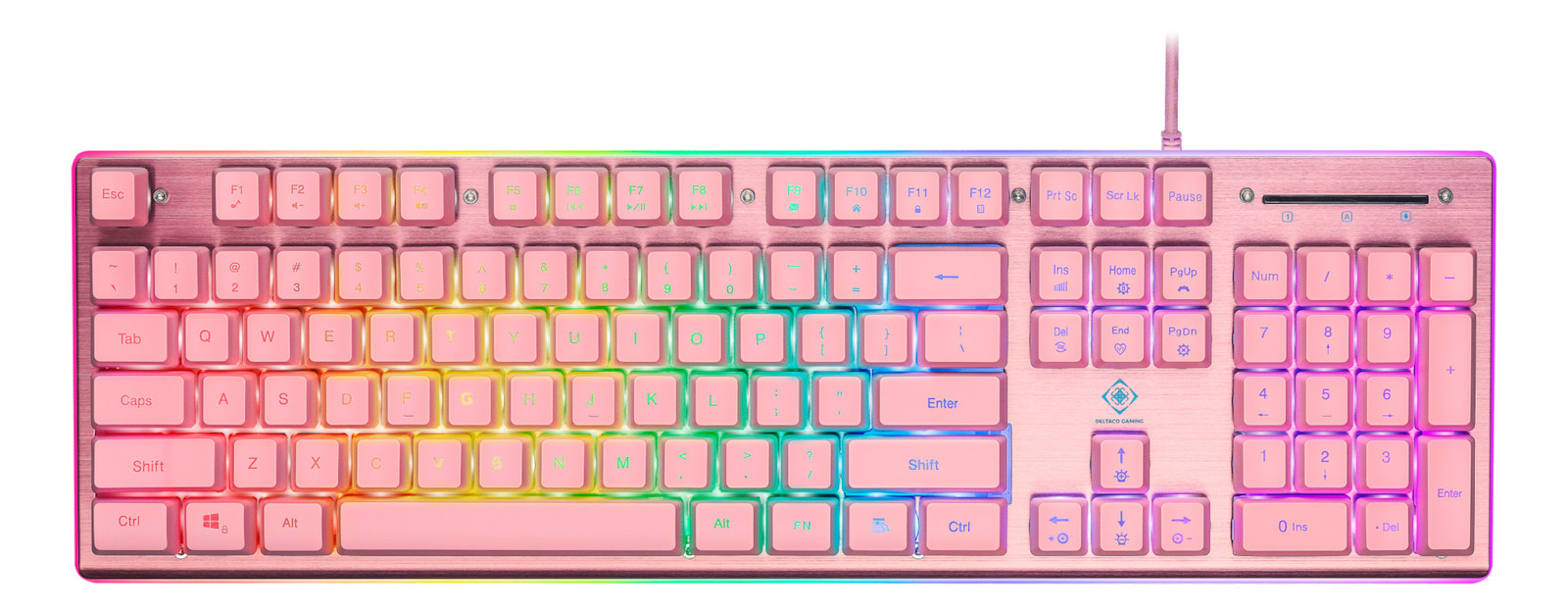 Deltaco GAM-021 Gaming Πληκτρολόγιο με RGB φωτισμό (Αγγλικό US) Ροζ ...
