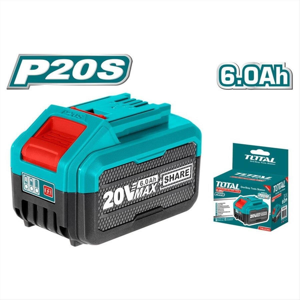 Total Μπαταρία Εργαλείου Λιθίου 20V με Χωρητικότητα 6Ah TFBLI2060 ...
