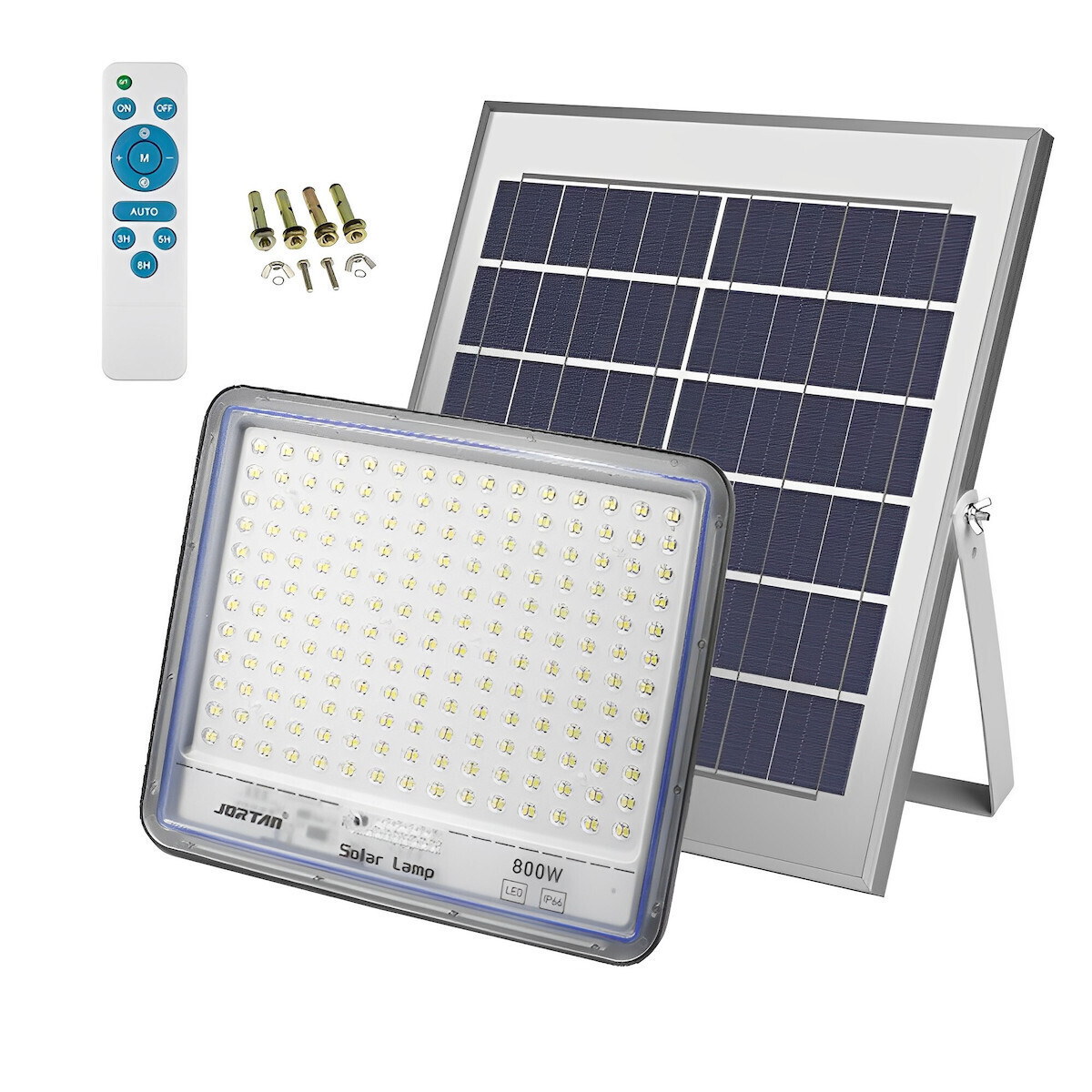 Jortan Στεγανός Ηλιακός Προβολέας LED 800W Ψυχρό Λευκό 6500K με Τηλεχειριστήριο IP66 JT-BS800W ...