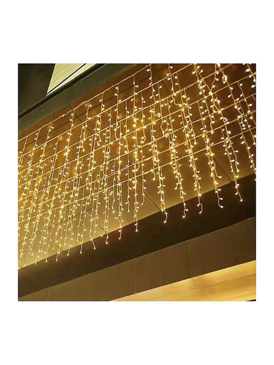 Λαμπάκια LED 0.8μ x 300εκ Θερμό Λευκό τύπου Κουρτίνα με Διαφανές ...