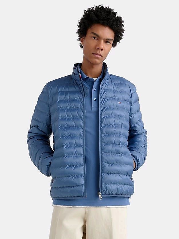 Tommy Hilfiger Ανδρικό Χειμωνιάτικο Μπουφάν Puffer Γαλάζιο MW0MW18763 ...