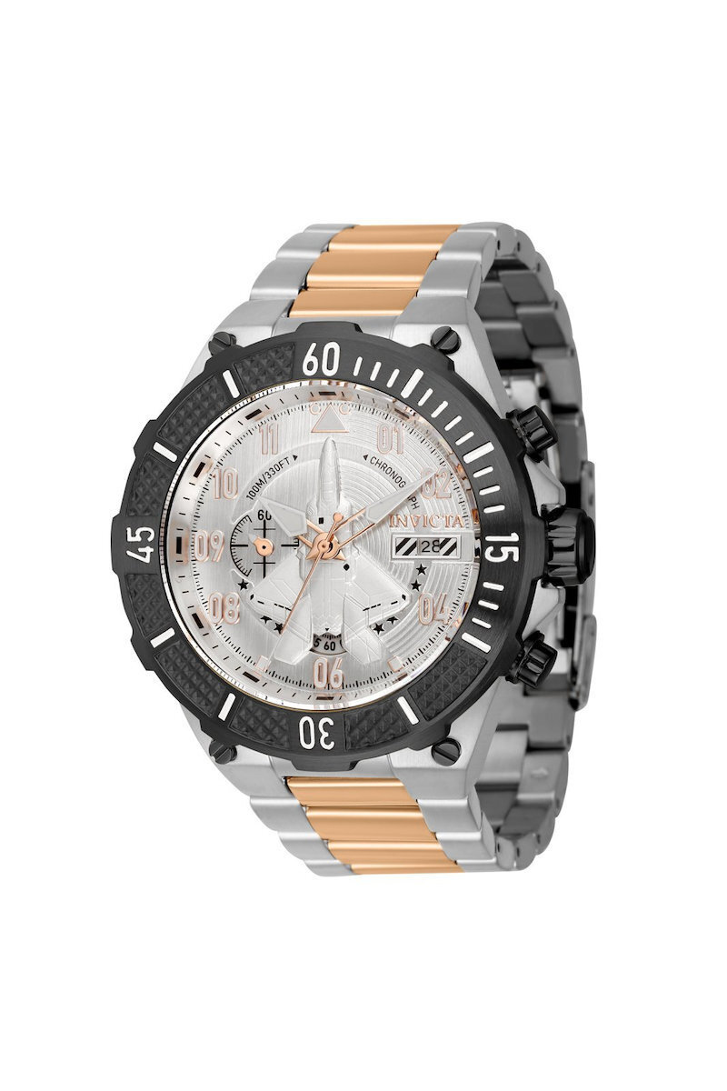 Invicta Aviator Ρολόι Χρονογράφος Μπαταρίας με Μεταλλικό Μπρασελέ σε ...