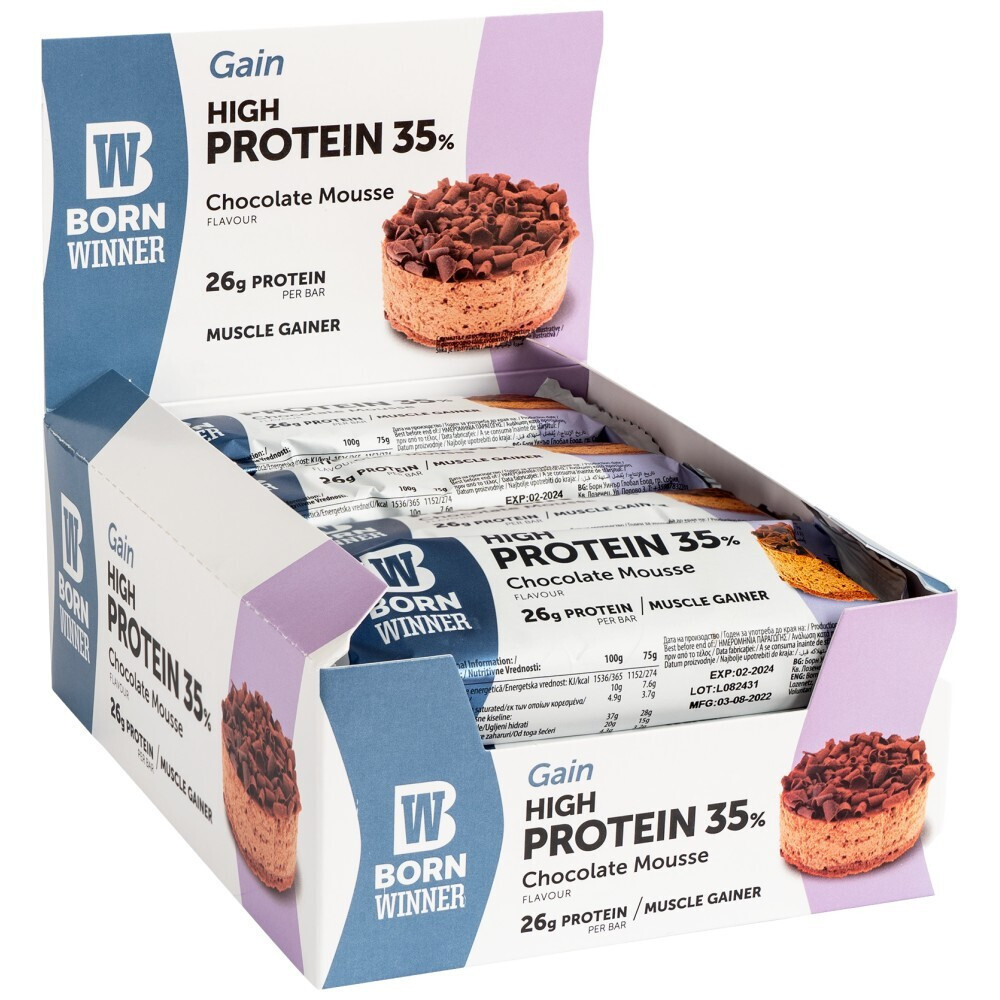 Born Winner Gain High Protein Μπάρες με 35% Πρωτεΐνη & Γεύση Chocolate ...