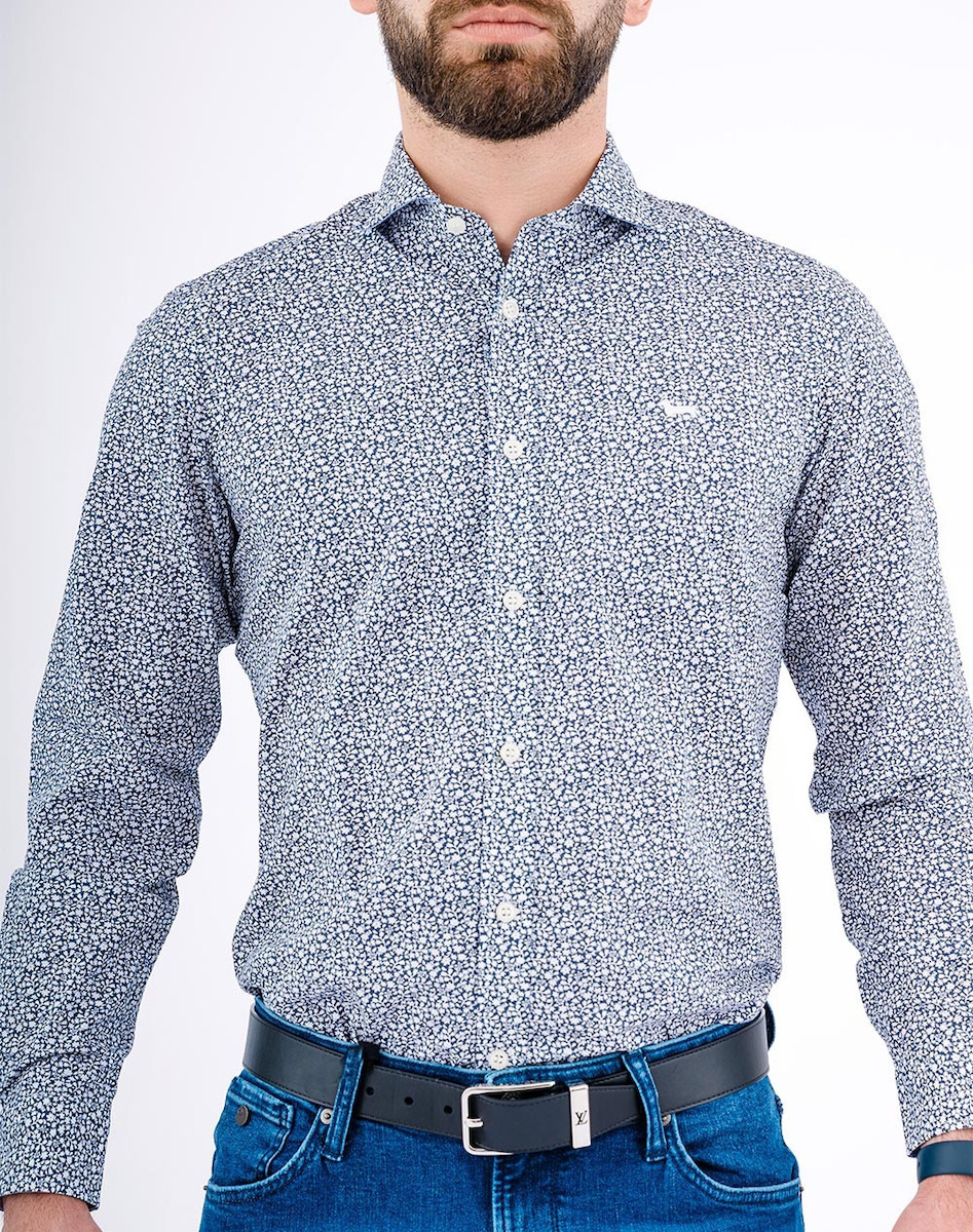 Harmont & Blaine Ανδρικό Πουκάμισο με Κανονική Γραμμή Μακρυμάνικo Navy ...