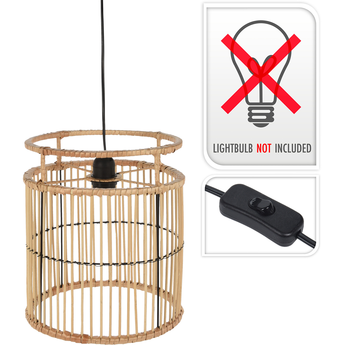 JK Home Decoration ΒΑΜΒΟΟ Μοντέρνο Κρεμαστό Φωτιστικό Μονόφωτο με Ντουί ...