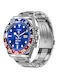 Microwear AW12 Stainless Steel 45mm Smartwatch με Παλμογράφο (Blue Red ...