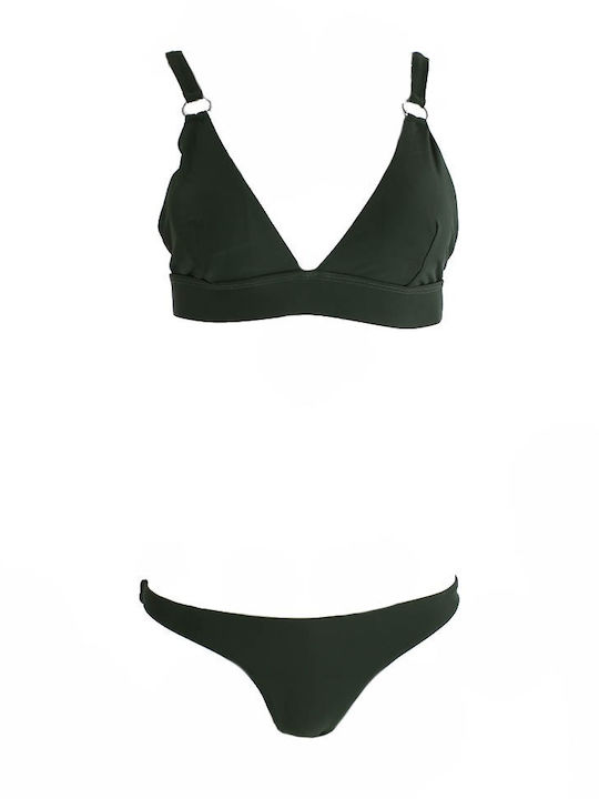 Famous Shoes Set Bikini Τριγωνάκι Καφέ CP202106-BROWN | Skroutz.gr