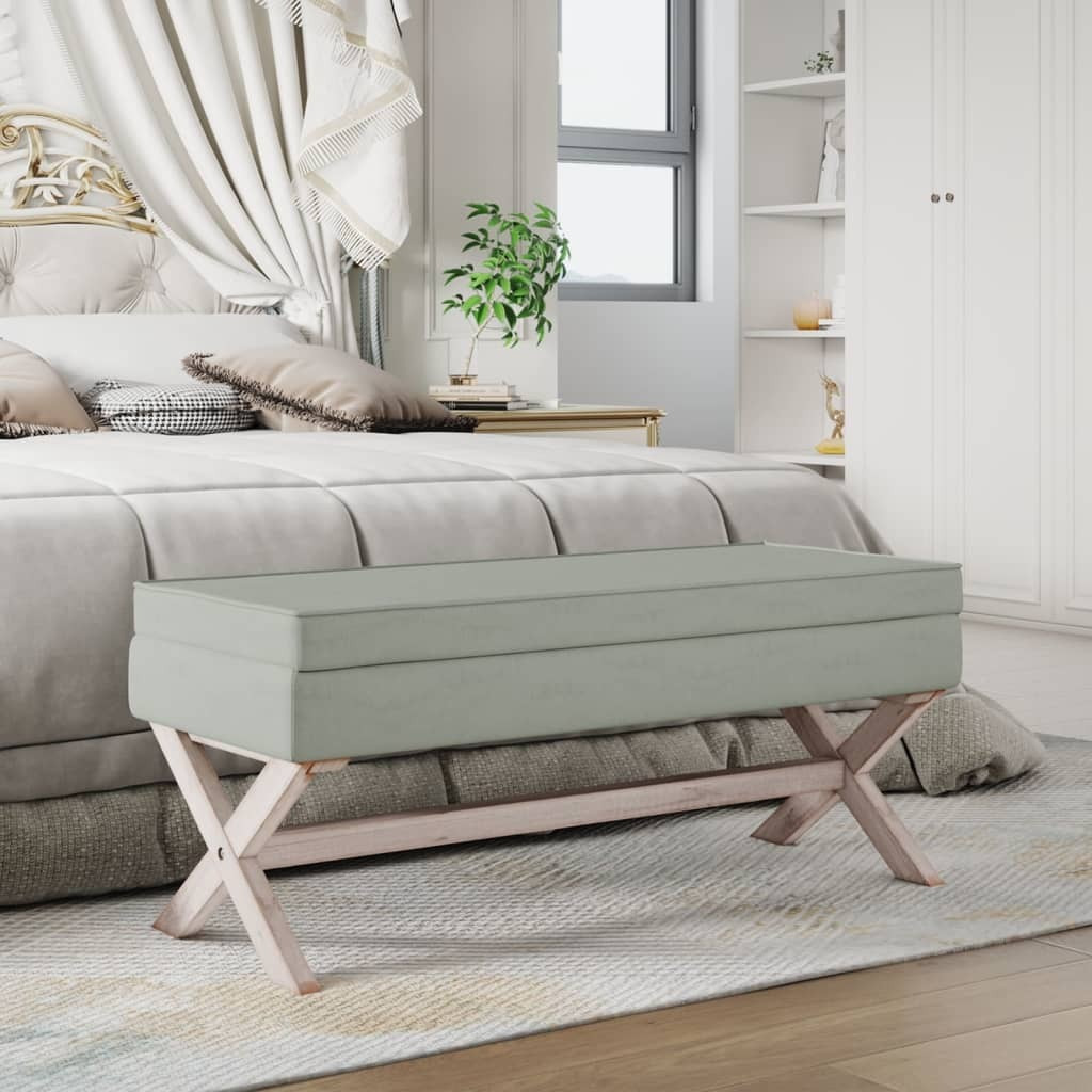 Σκαμπό Ταμπουρέ με Αποθηκευτικό Χώρο Επενδυμένο με Βελούδο Γκρι ...