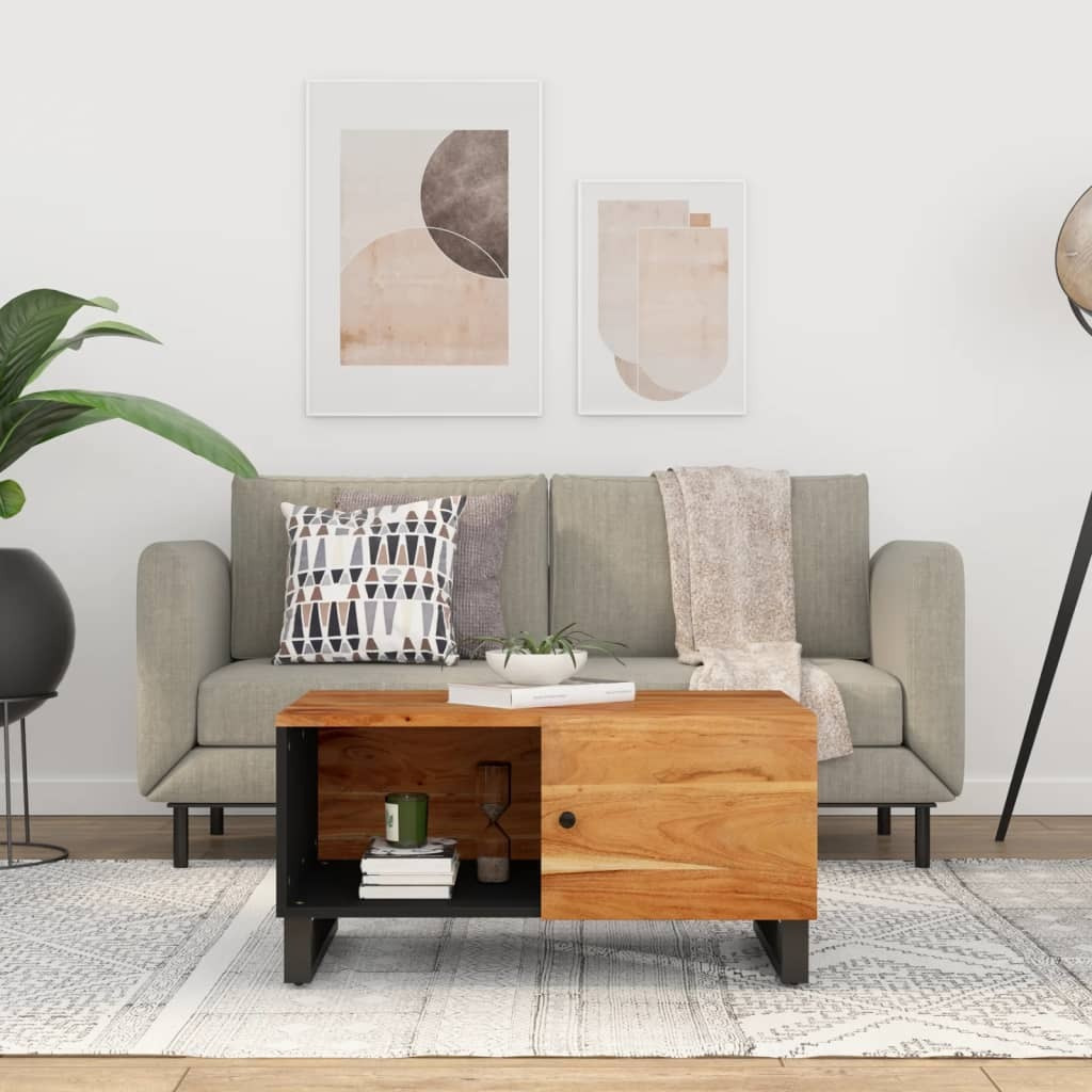 Ορθογώνιο Τραπεζάκι Σαλονιού από Μασίφ Ξύλο Φυσικό 350633 Μ80xΠ50xΥ40εκ ...