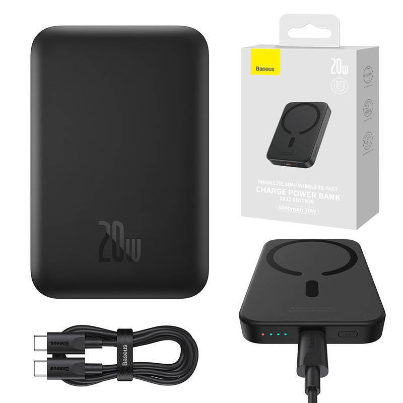 Baseus Magnetic Mini Power Bank 6000mAh 20W με Θύρα USB-C Μαύρο ...