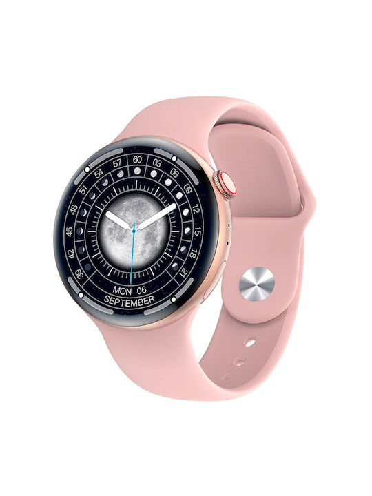 Microwear W8 Pro 39mm Smartwatch με Παλμογράφο (Ροζ - Χρυσή Κάσα / Ροζ ...
