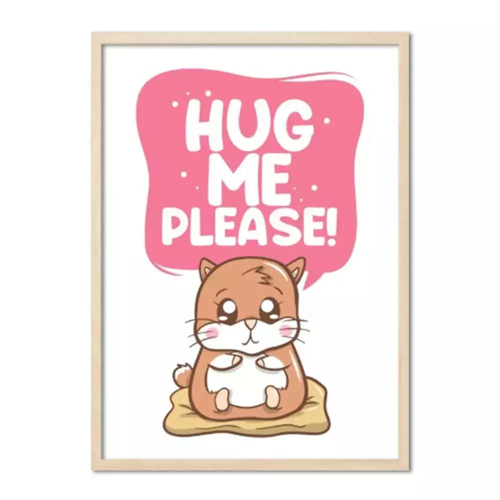 IDP Creations Παιδικό Κάδρο Hug Me Please με Κορνίζα σε Φυσικό Χρώμα ...