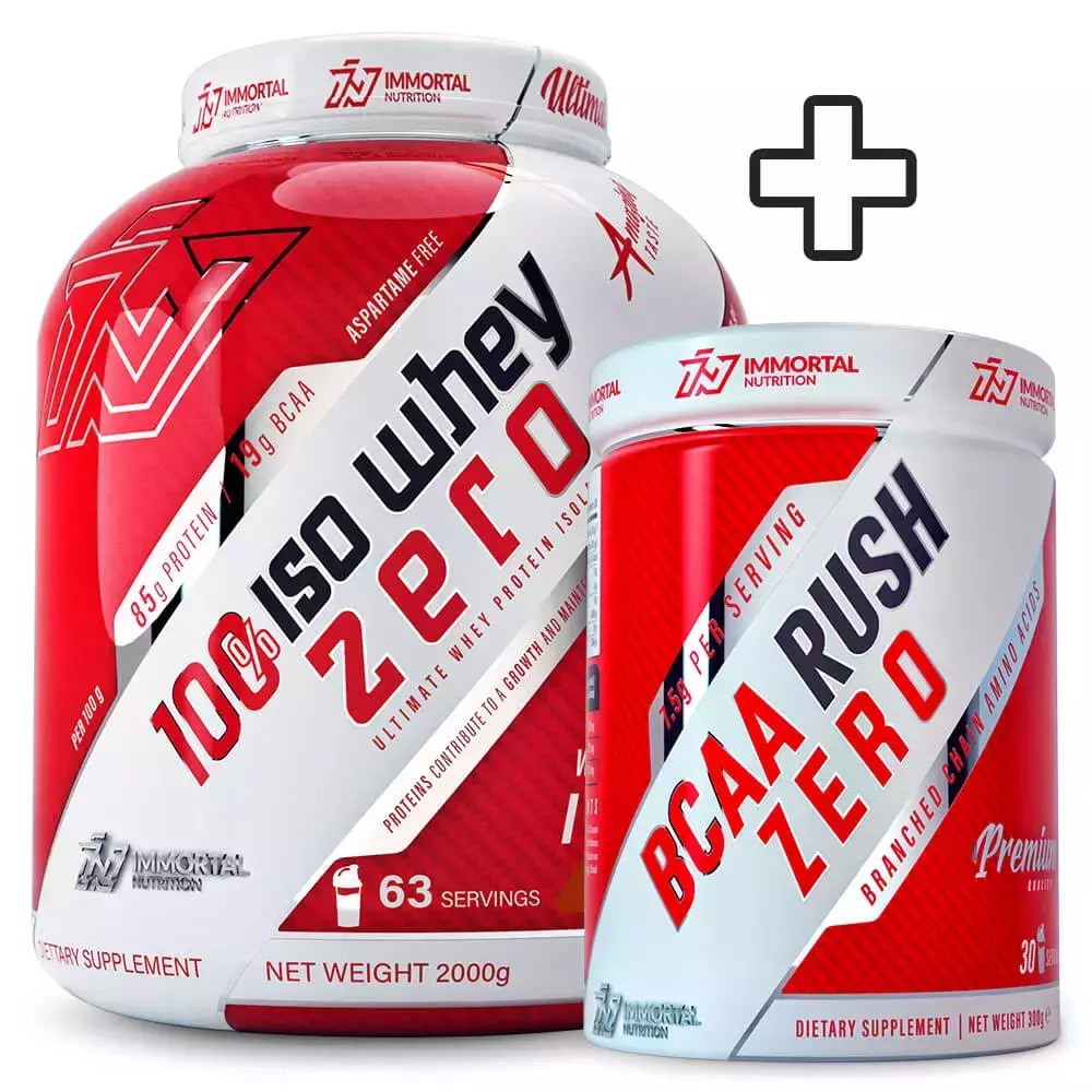 Immortal Nutrition 100% Iso Whey Zero Iso Whey Zero 2000gr Marzipan & Bcaa Rush Zero 300gr ...