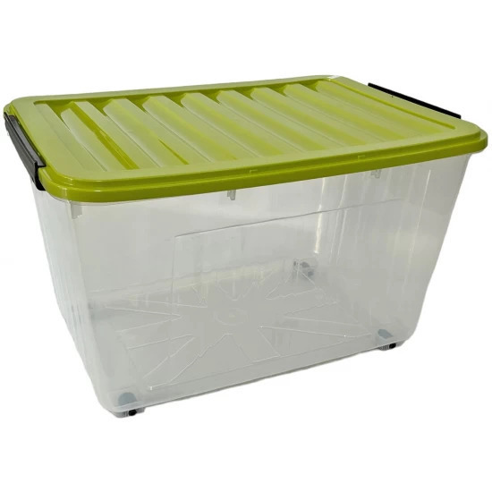 Πλαστικό Κουτί Αποθήκευσης με Ρόδες και Καπάκι Πράσινο 62x45.5x39.5cm ...