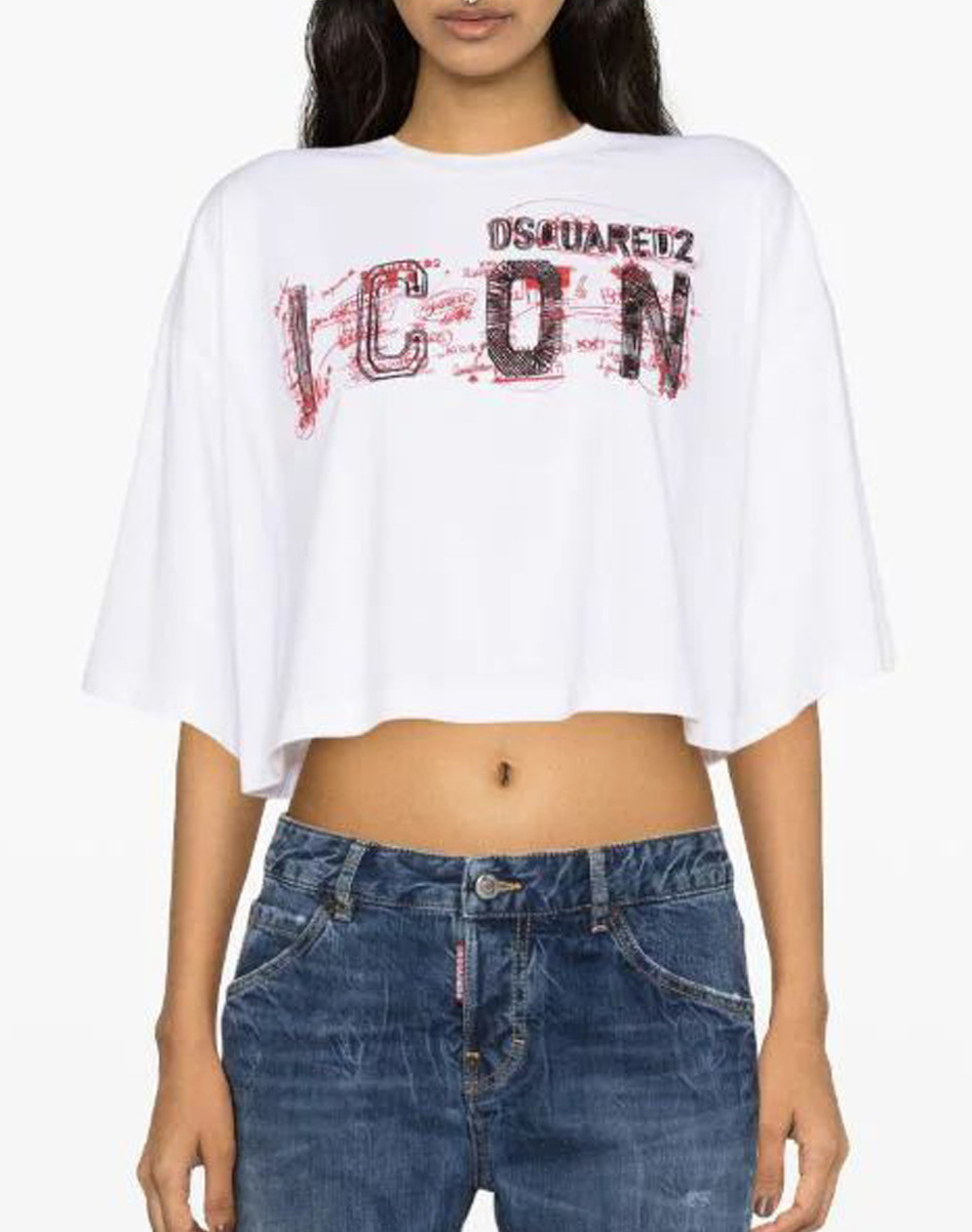 Dsquared2 Γυναικείο Crop T-shirt Άσπρο. S80GC0065S24668-100 | Skroutz.gr