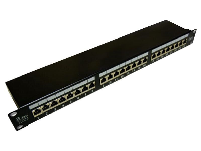 A-LAN Patch Panel für Rack 1U 19" 24 Ports cat5e Schwarz PK006 ...