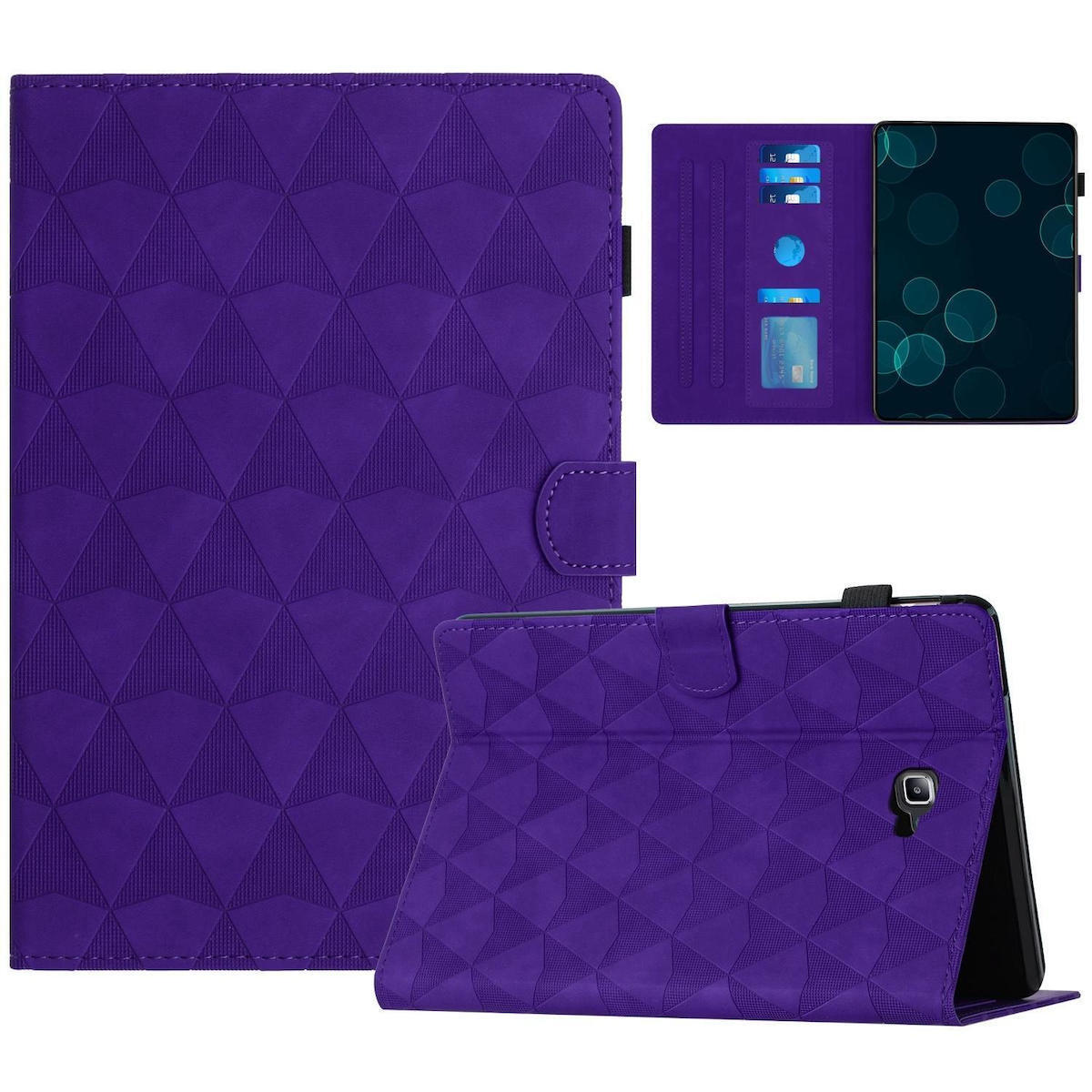 Samsung Galaxy Tab A 10.1 2016 T580 Diamond Texture Embossed Leather Smart Tablet Case Purple ...