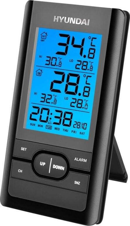 Hyundai WS1070B Ασύρματος Μετεωρολογικός Σταθμός Ψηφιακός Επιτραπέζιος Μαύρος | Skroutz.gr