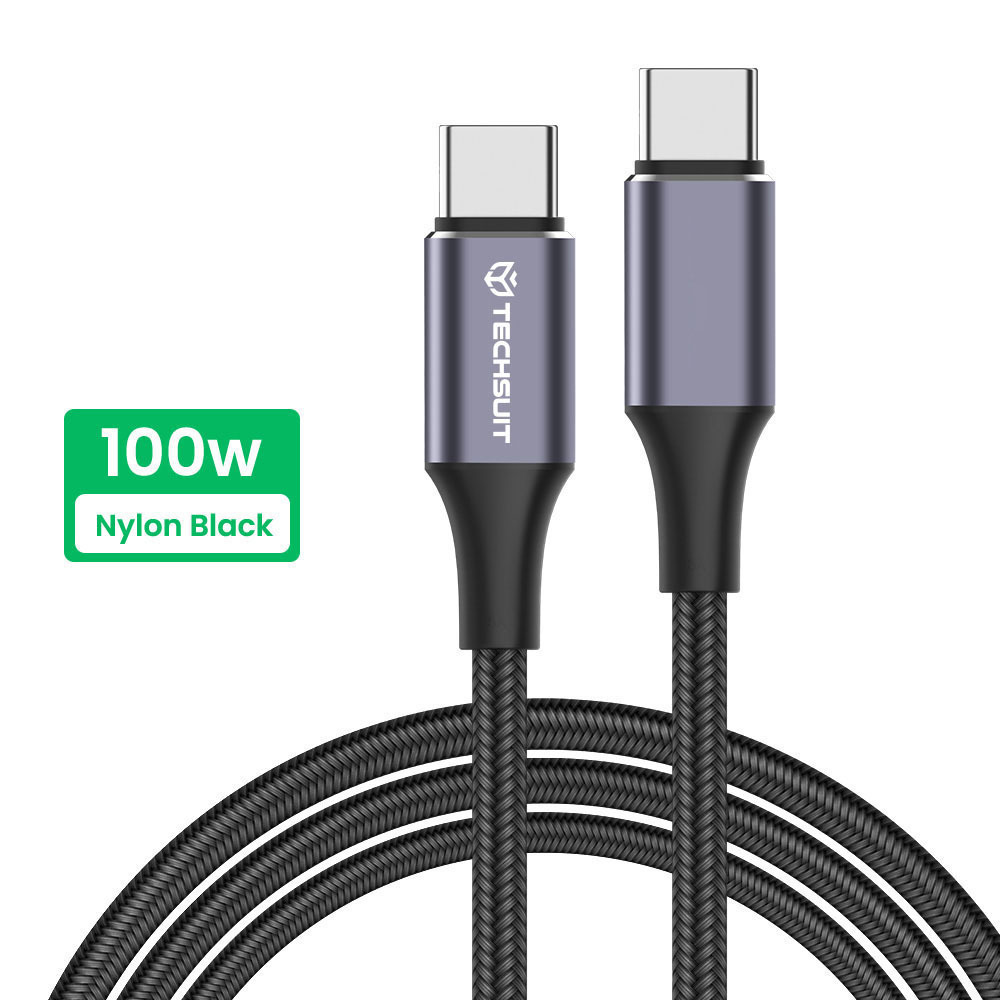 Techsuit USB 2.0 Cable USB-C male - USB-C 100W Μαύρο 1m | Skroutz.gr