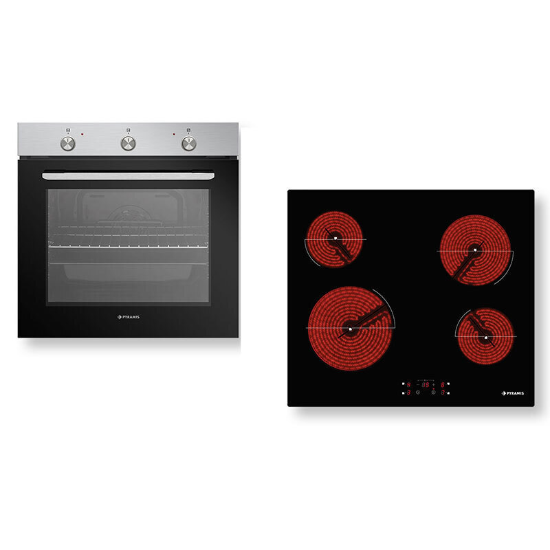 Pyramis PO78021008PIX + PHC61410FMB Φούρνος άνω Πάγκου 78lt με ...