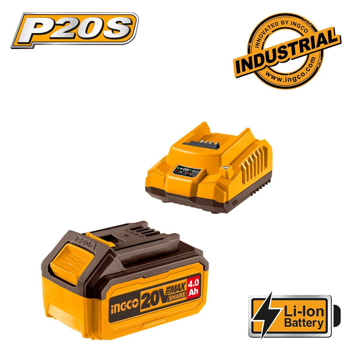 Ingco Σετ Μπαταρίας Λιθίου Χωρητικότητας 4Ah 20V με Φορτιστή FBCPK1214 ...
