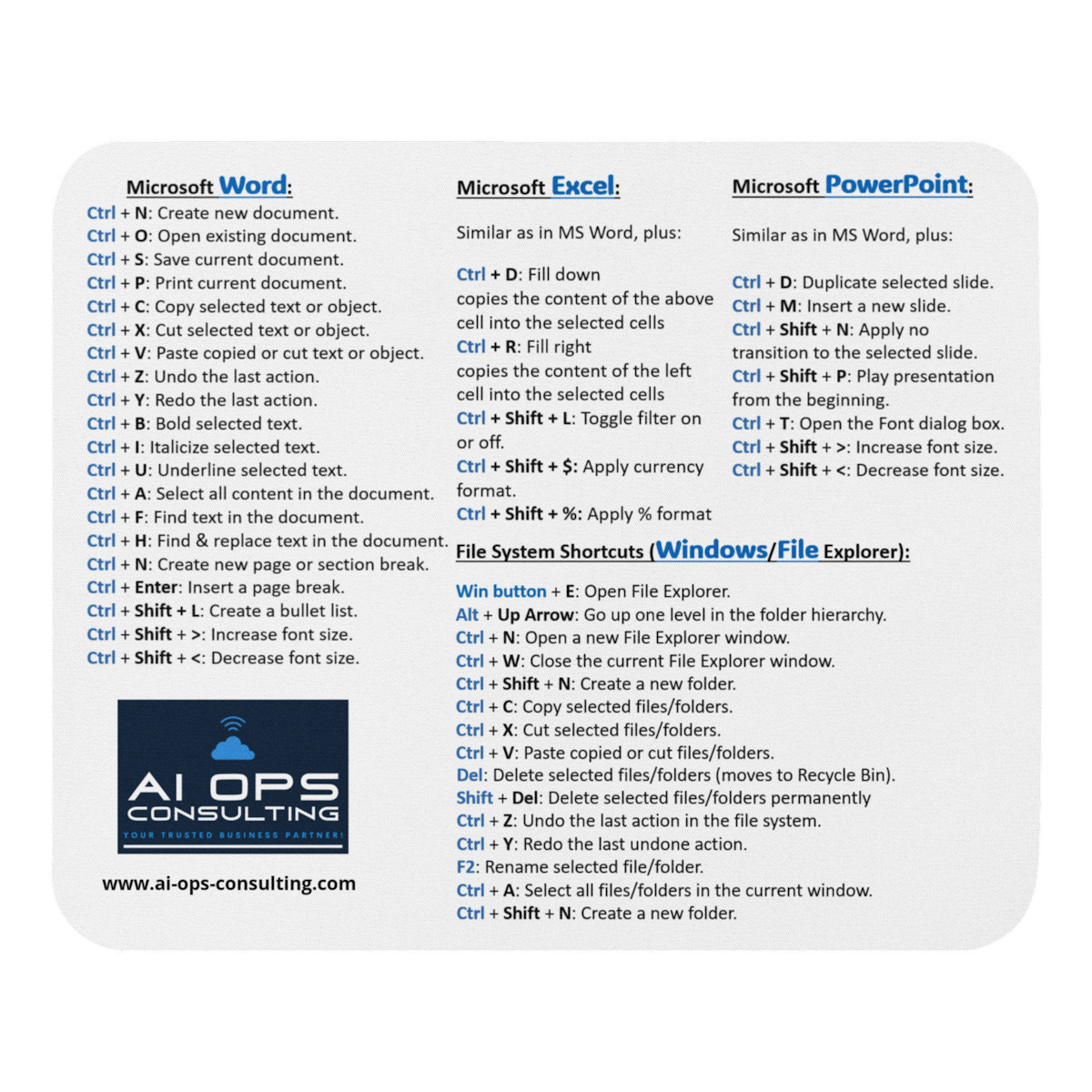 Windows Microsoft Shortcuts Mouse Pad | Skroutz.gr