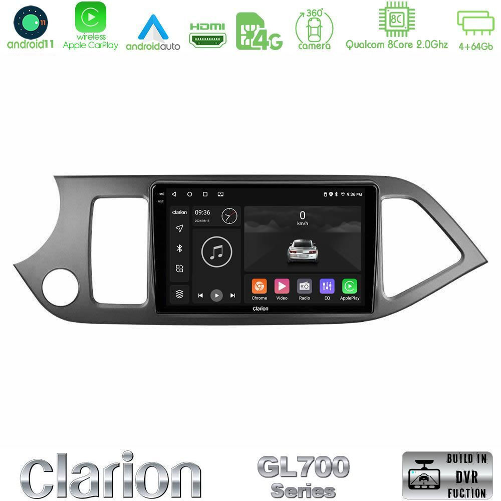 Clarion Auto-Audiosystem für Kia Picanto 2011-2017 (Bluetooth/USB/WiFi ...