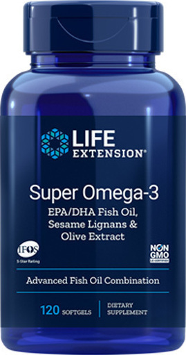 Life Extension Super Omega 3 Ιχθυέλαιο EPA/DHA Fish Oil Sesame Lignans & Olive Extract 120 ...