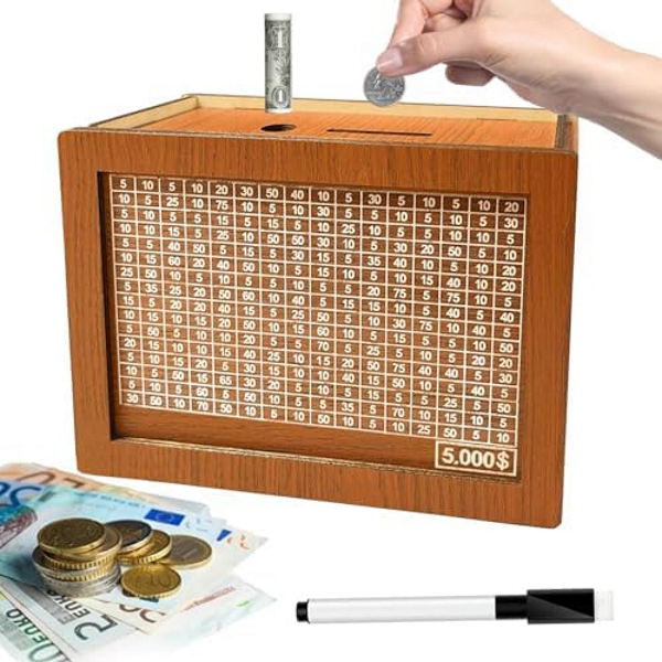 Kakeibo Box Γιαπωνέζικος Κουμπαράς Ξύλινος Ρετρό Αποταμίευση 5000€ Καφέ ...