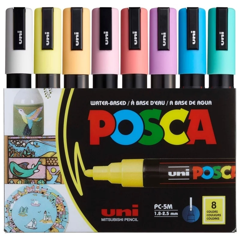 Posca PC-5M set 8 buc. SOFT COLOURS PASTEL 1,8-2,5MM Markere 2.5mm ...