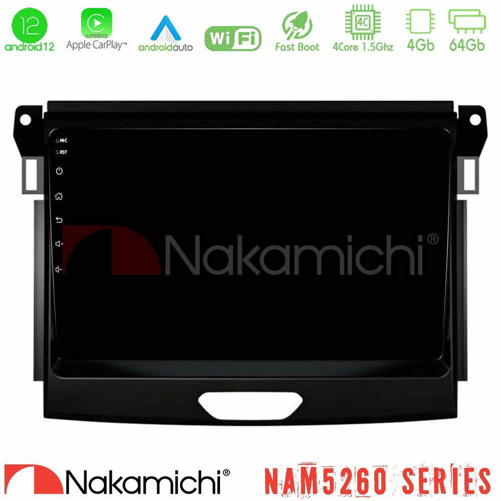 Nakamichi Nam5260 Series 4core Android12 4+64gb Ford Ranger 2017-2022 ...