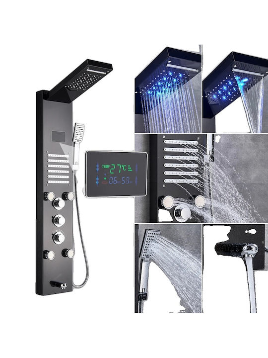 Shower Panel Digital Display Eco-friendly Hydroelectric Power Black ...