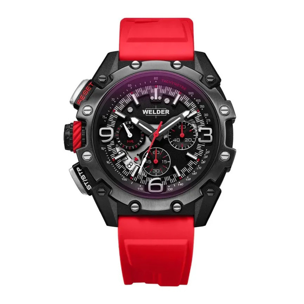 Welder Ρολόι Χρονογράφος Μπαταρίας με Κόκκινο Καουτσούκ Λουράκι ...