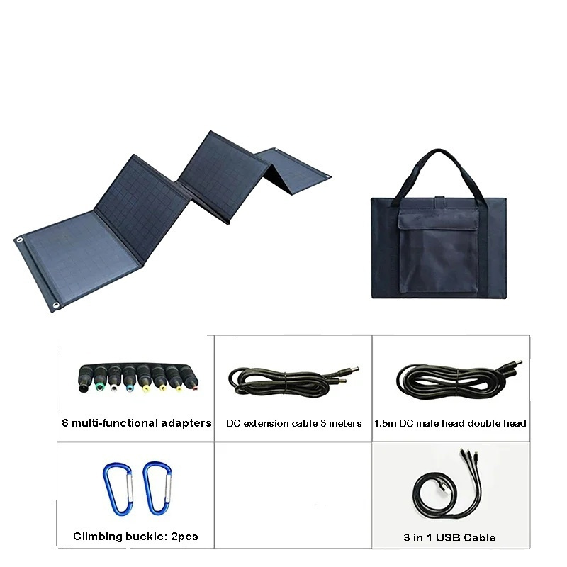 Portable Solar Panel Charger 6 Foldable Panels Usb & Dc Outputs Black ...